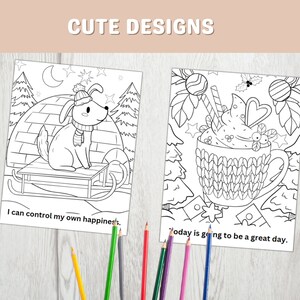 31 Positive Affirmations Christmas Winter Coloring Pages for Adults and ...