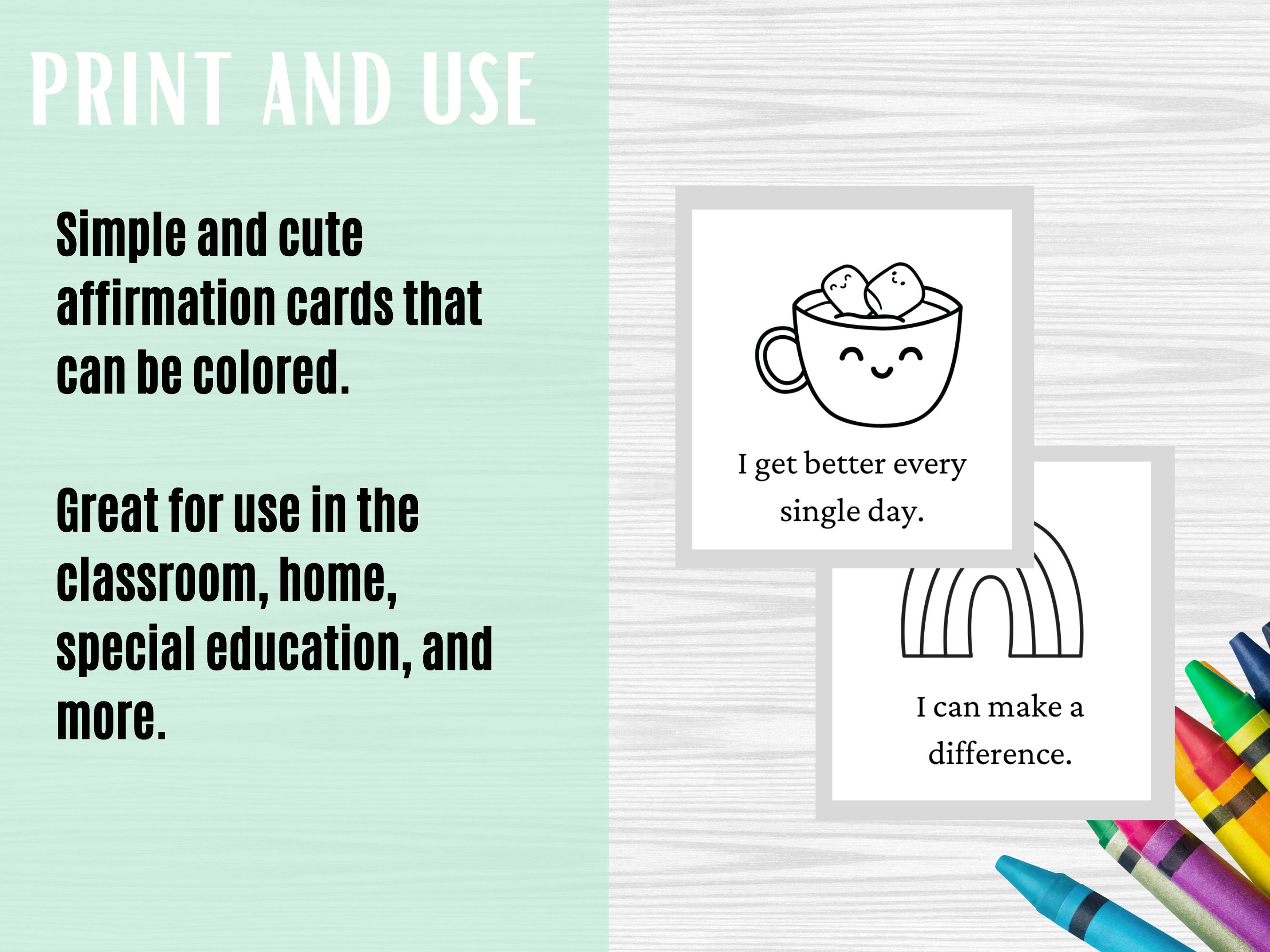 Affirmations Coloring Cards, Affirmations for Kids, Printable Digital ...