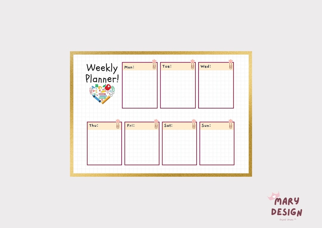 Weekly Calendar, Kids Planner, Kids Week Schedule, Pre-k Planner ...