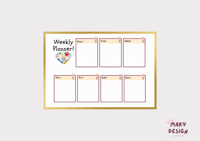 Weekly Calendar, Kids Planner, Kids Week Schedule, Pre-k Planner ...