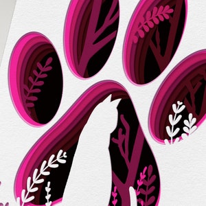 3D Cat Paw Shadow Box SVG, Multi - Layered Laser Cut Files - Etsy
