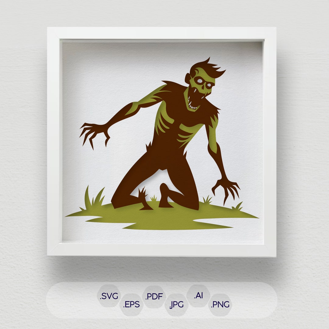 Creepy Zombie 3D Shadow Box SVG Halloween Zombie Files for Laser ...