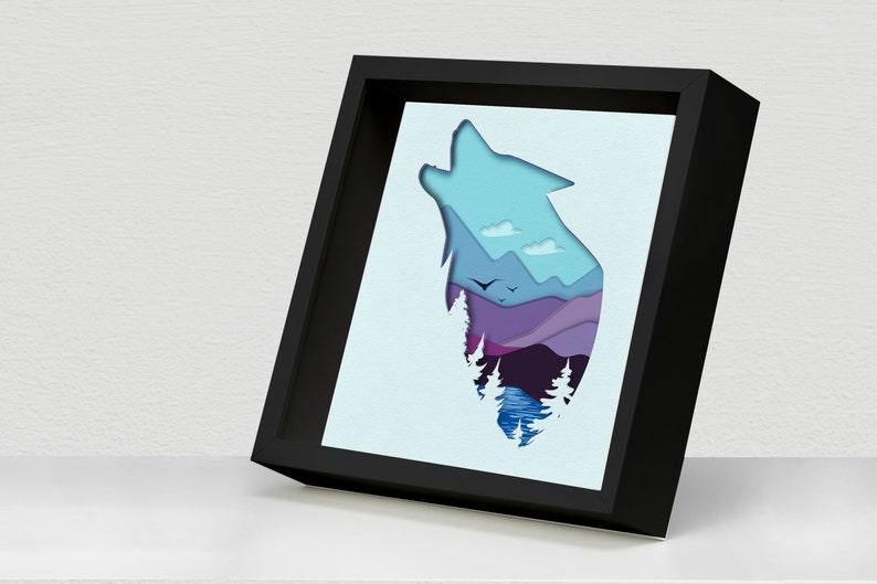 3D Wolf Shadow Box SVG Mandala Layered CNC Laser Cut for - Etsy
