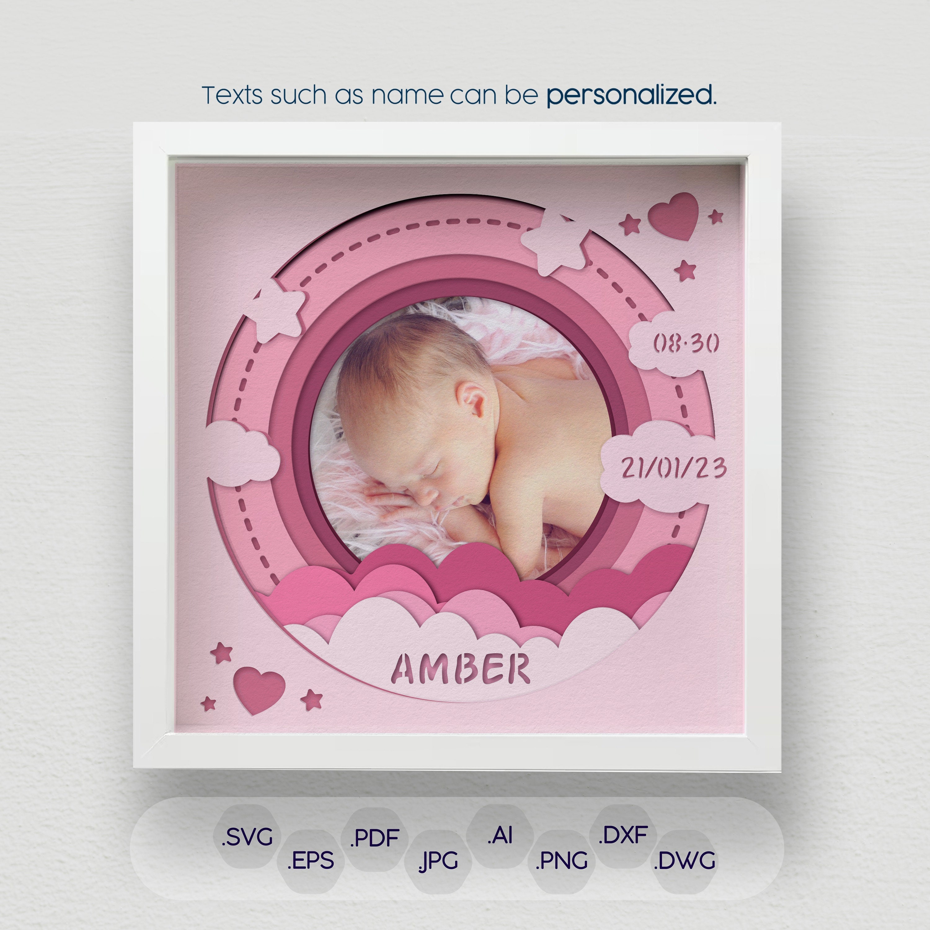 3D Baby Photo Frame Shadow Box SVG Multi-layered Paper Cut - Etsy Australia