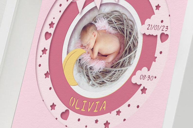 3D Baby Photo Frame Shadow Box SVG Layered Laser Cut for - Etsy