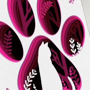 3D Cat Paw Shadow Box SVG, Multi - Layered Laser Cut Files - Etsy