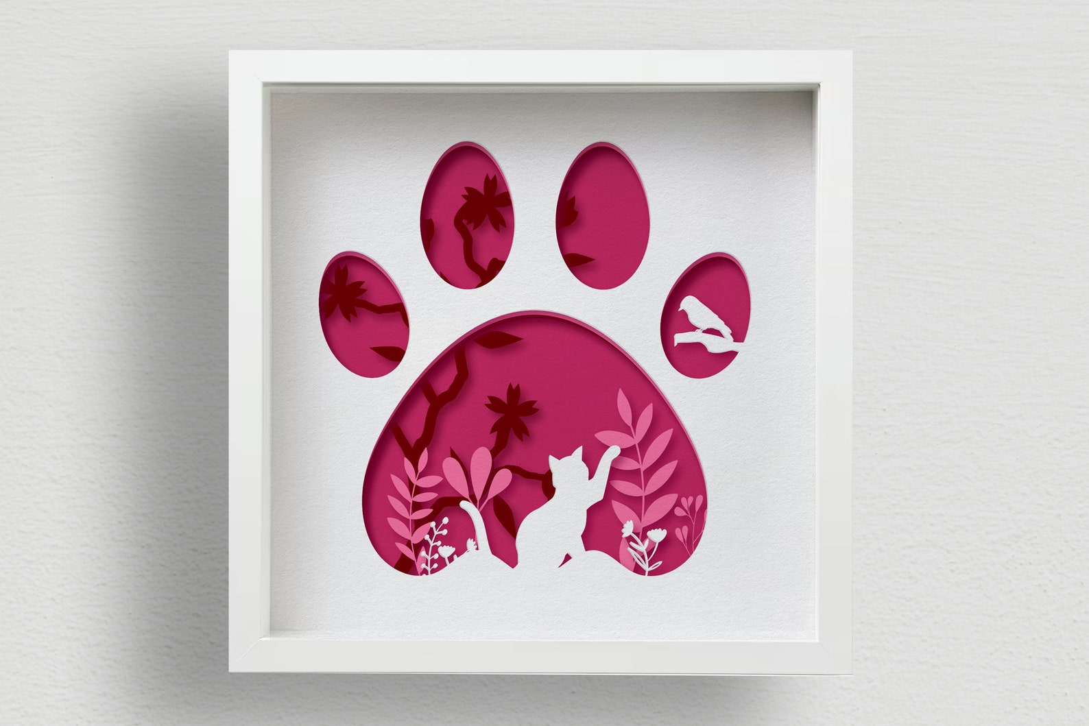 3D Cat Paw Shadow Box SVG Bundle, Personalized Multi-layered Laser Cut ...