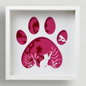 3D Cat Paw Shadow Box SVG Bundle, Personalized Multi-layered Laser Cut ...