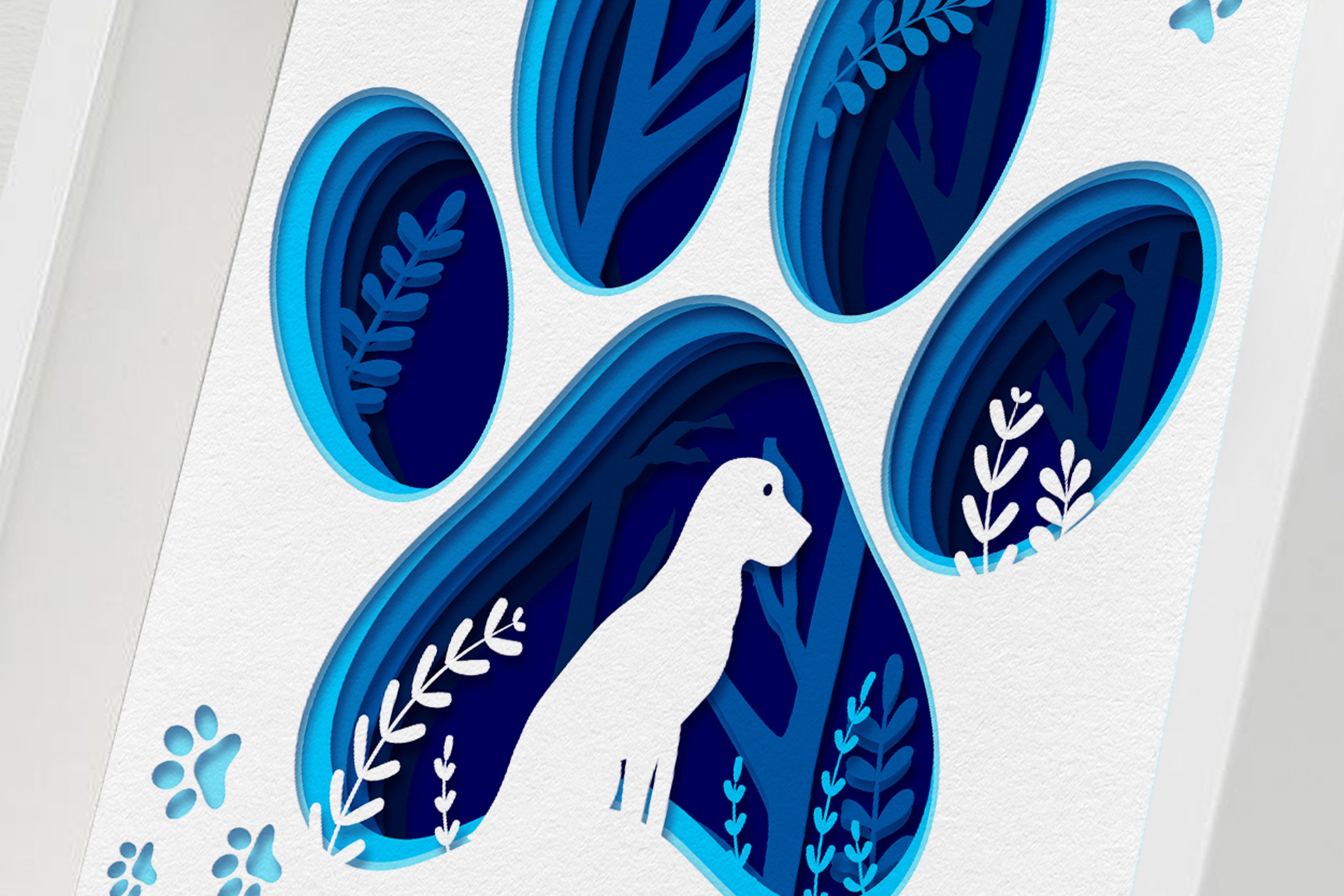 3D Dog Paw Shadow Box SVG, Mandala Layered Laser Cut - Etsy