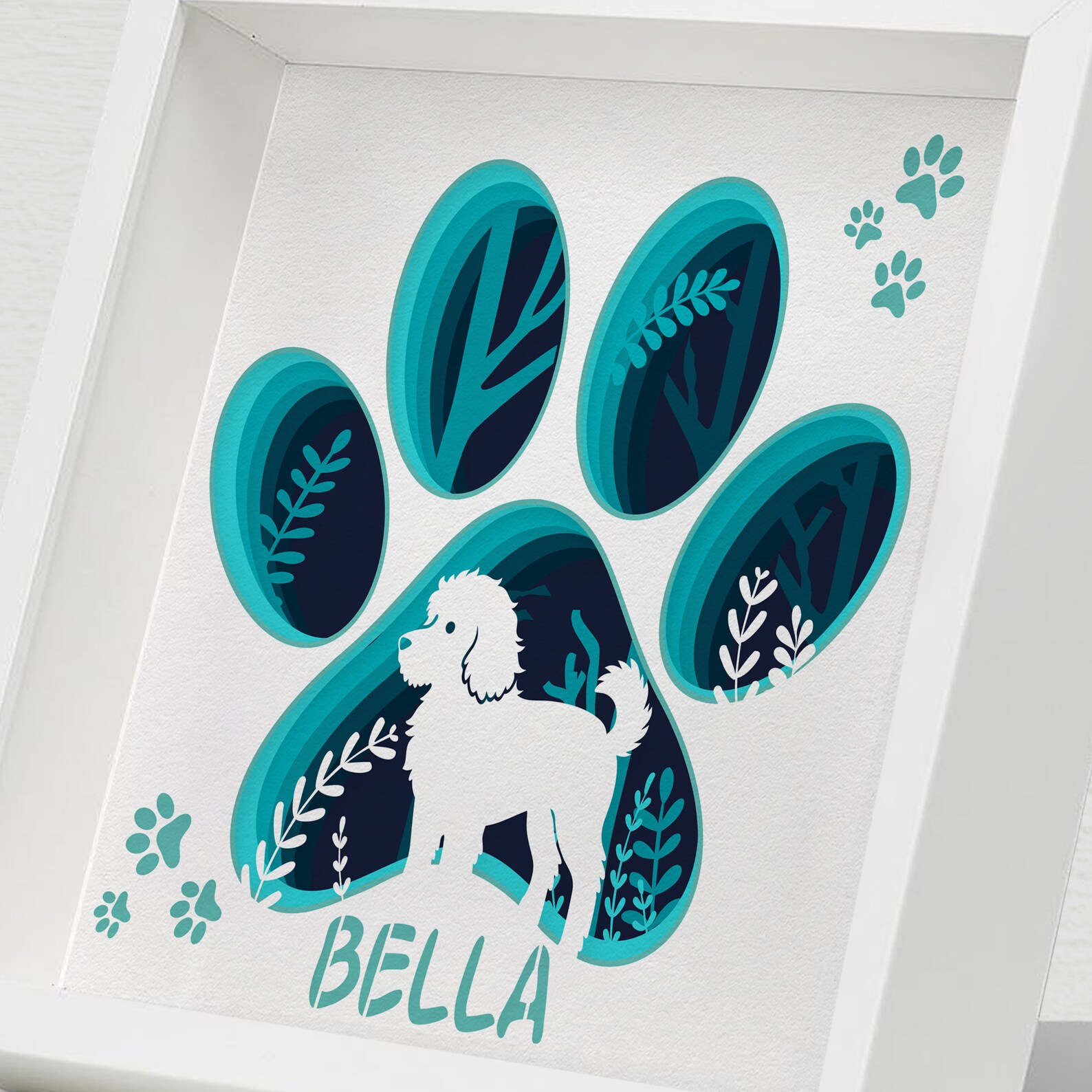 3D Cavapoo Dog Paw Shadow Box SVG, Cavoodle Layered Laser Cut - Etsy