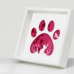 3D Cat Paw Shadow Box SVG, Multi - Layered Laser Cut - Etsy