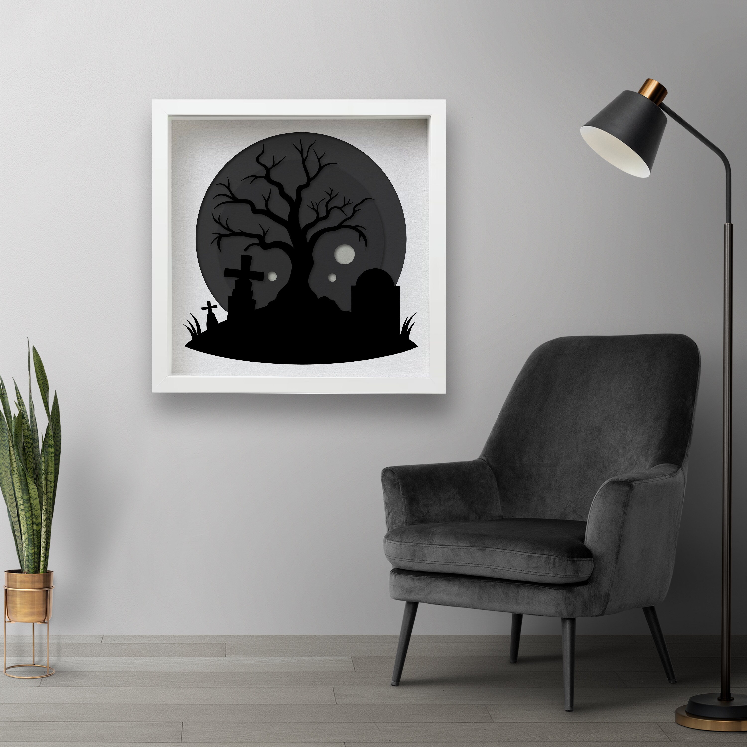 Multi-layered Haunted Graveyard SVG, Spooky Halloween Shadow Box - Etsy
