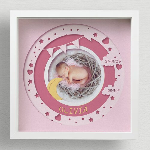3D Baby Photo Frame Shadow Box SVG Layered Laser Cut for - Etsy