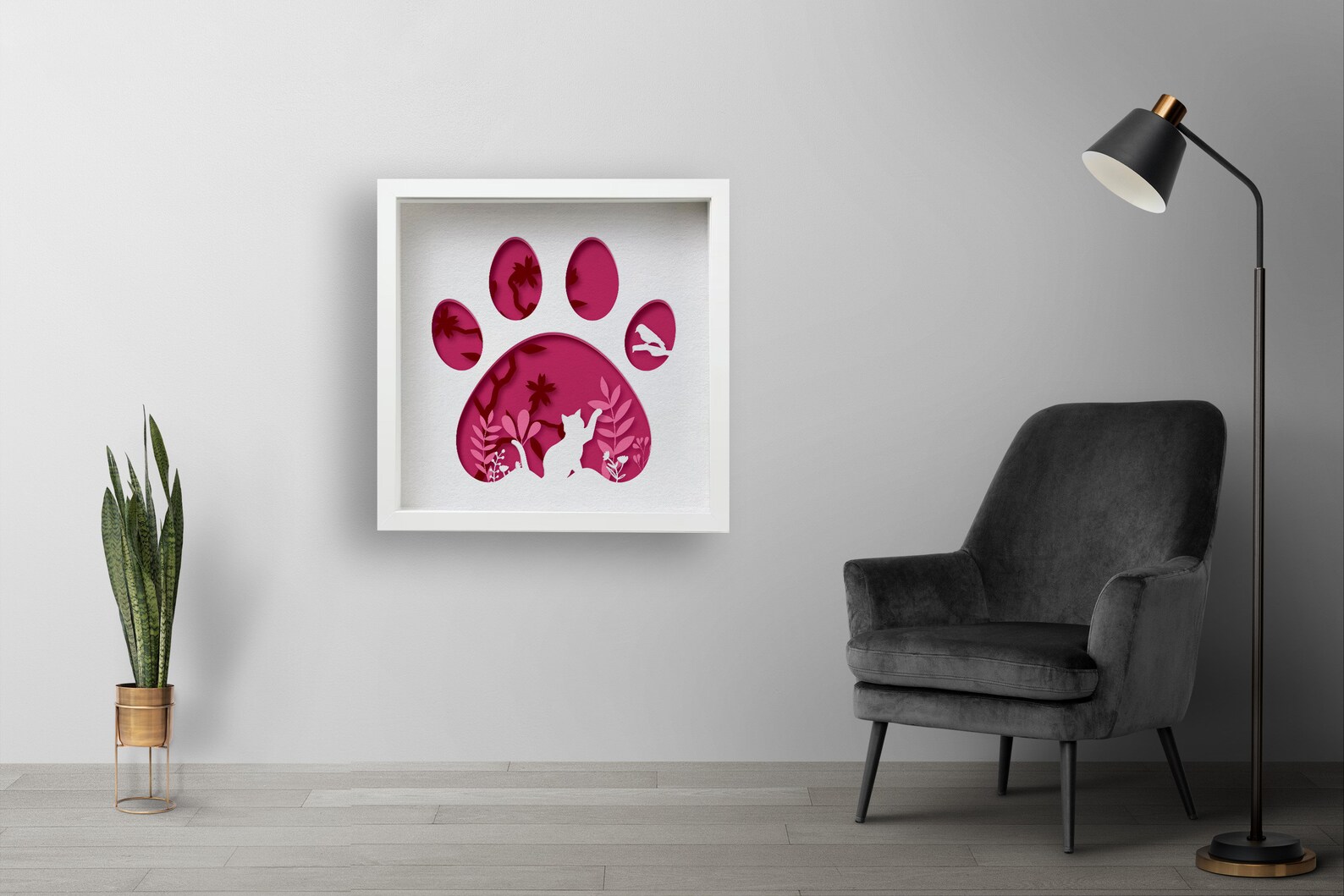 3D Cat Paw Shadow Box SVG, Multi - Layered Laser Cut - Etsy