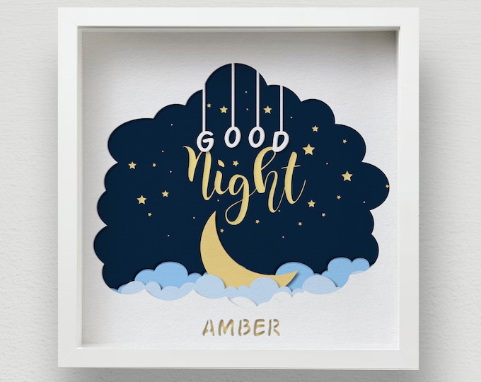 Cloud Baby Shower Shadow Box Svg, 3d Cloudy Sky Shadow Box, Moon and ...