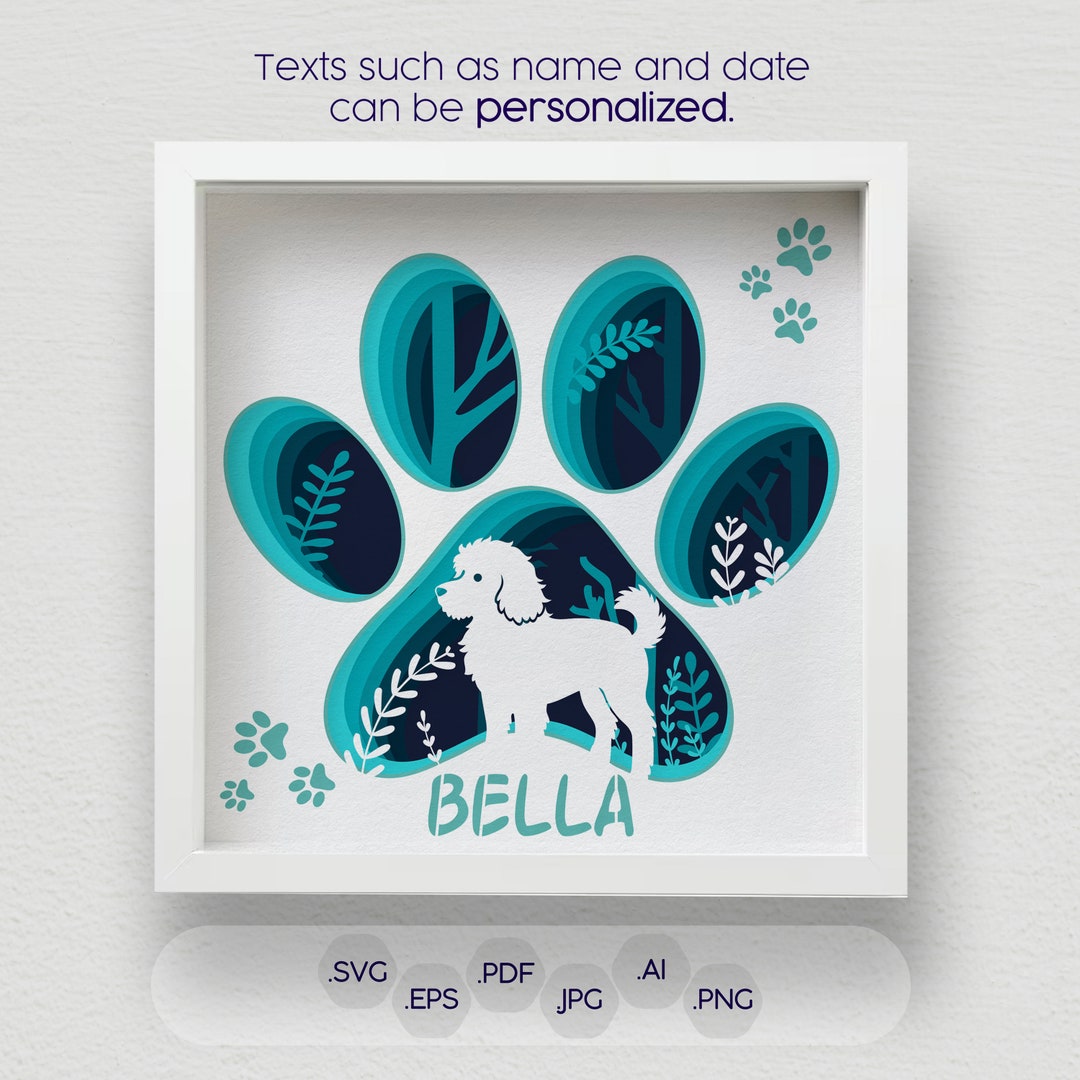 3D Cavapoo Dog Paw Shadow Box SVG, Cavoodle Layered Laser Cut - Etsy
