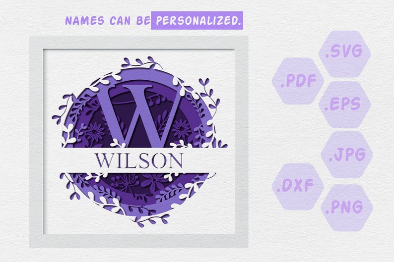 3D Split Monogram A-Z Shadow Box SVG, Customizable Alphabet Family Name ...