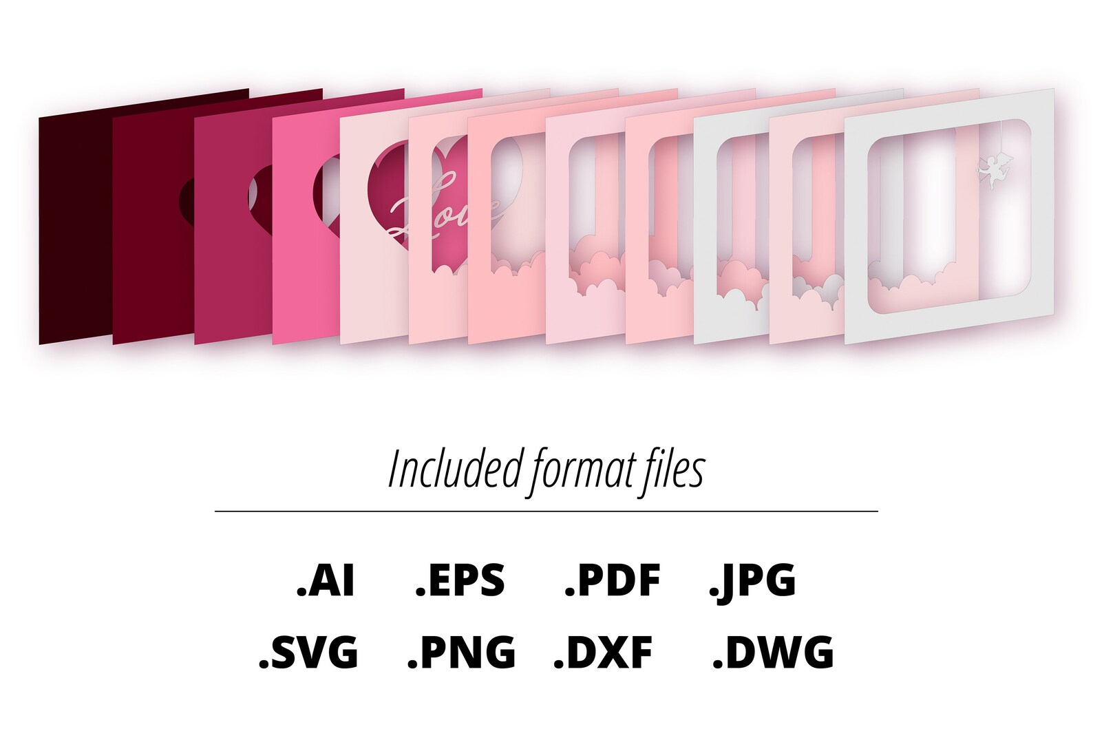 3D Love Shadow Box SVG Bundle Personalized Valentine's - Etsy