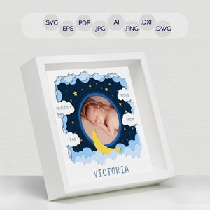 3D Baby Photo Frame Shadow Box SVG, Multi-layered Paper Cut - Etsy
