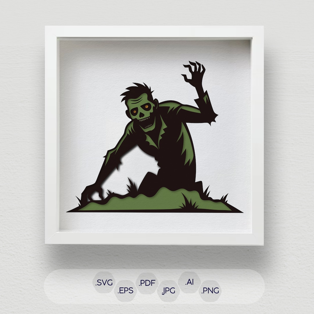 Multi-layered Zombie SVG, Spooky Halloween Shadow Box - Etsy