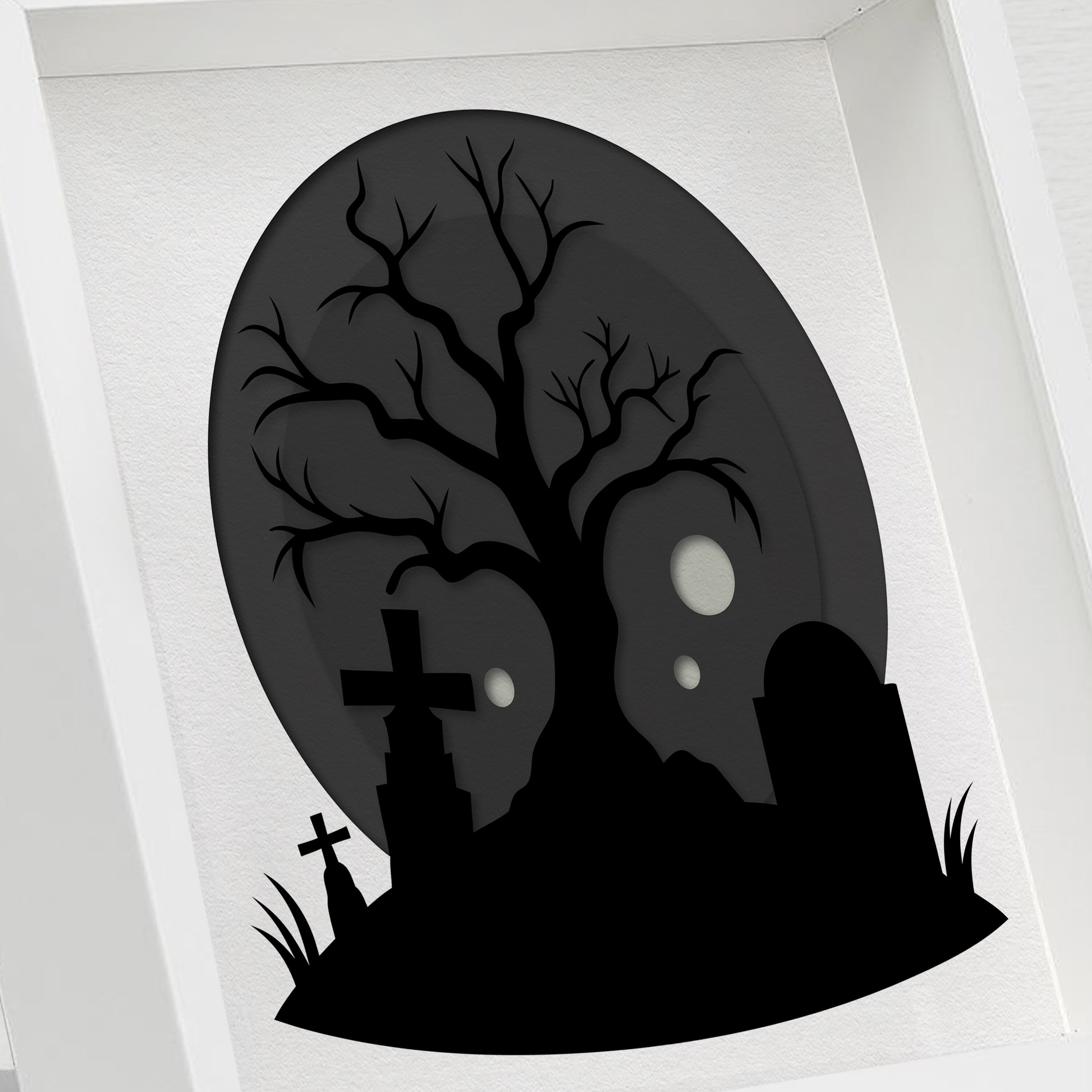 Multi-layered Haunted Graveyard SVG, Spooky Halloween Shadow Box - Etsy