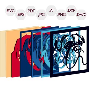 3D Colorful Dog Shadow Box Bundle SVG, Multi-layered Laser Cut - Etsy