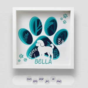 3D Cavapoo Dog Paw Shadow Box SVG, Cavoodle Layered Laser Cut - Etsy