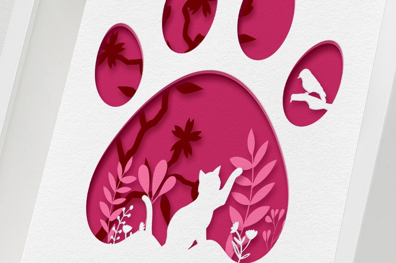 3D Cat Paw Shadow Box SVG, Multi - Layered Laser Cut - Etsy