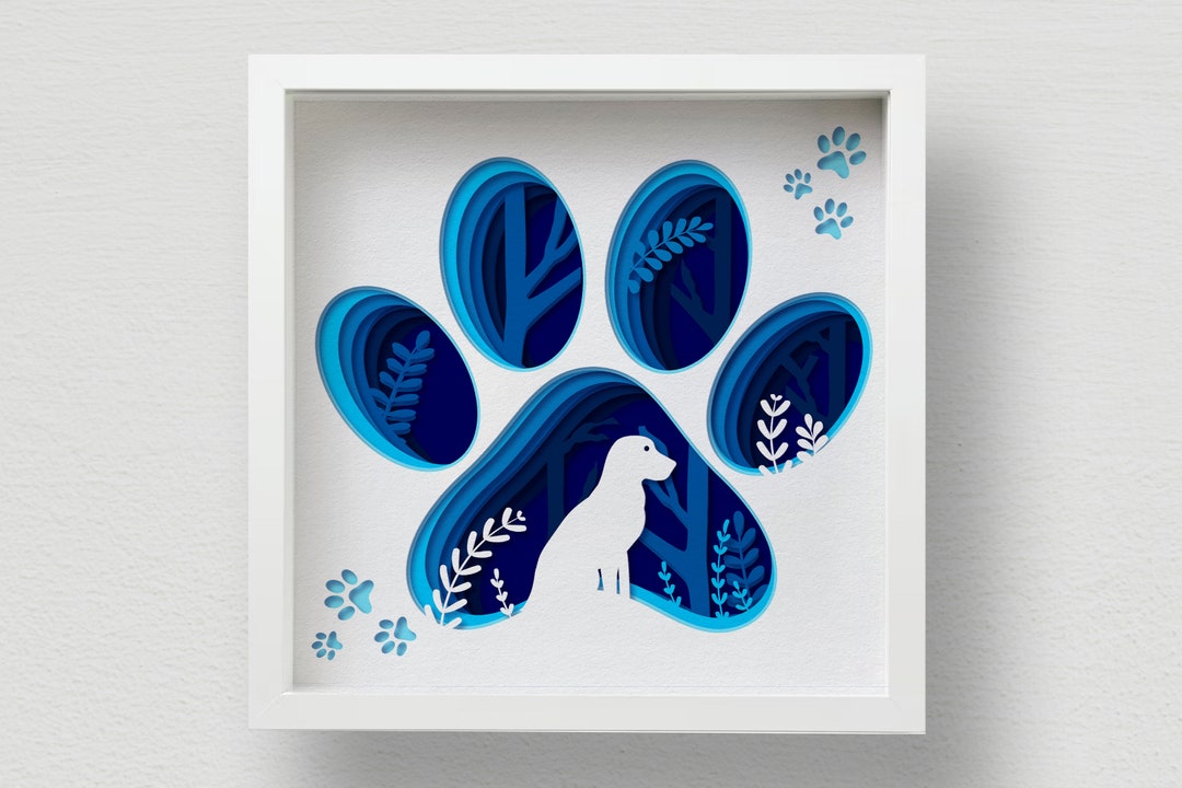 3D Dog Paw Shadow Box SVG, Mandala Layered Laser Cut - Etsy