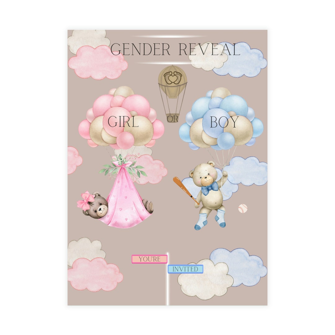 Gender Reveal Invitation Card Bundles envelopes Included - Etsy