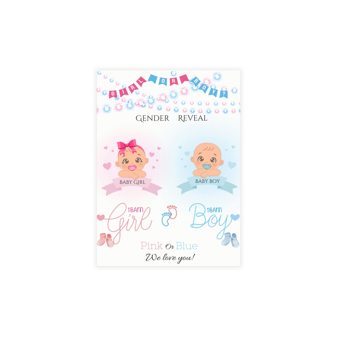 Gender Reveal Invitation Card Bundles envelopes Included - Etsy
