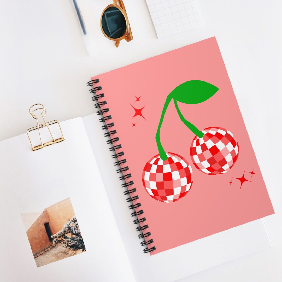 Red Disco Ball Cherries Cute Trendy Spiral Notebook Ruled Line - Etsy