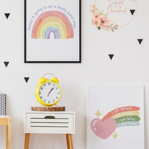 Set of 2 Rainbow Kids Affirmation Wall Art, Kids Room Decor, Positive ...