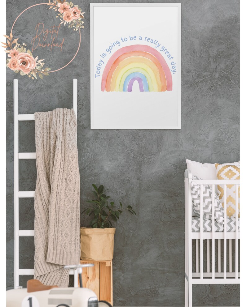 Set of 2 Rainbow Kids Affirmation Wall Art, Kids Room Decor, Positive ...