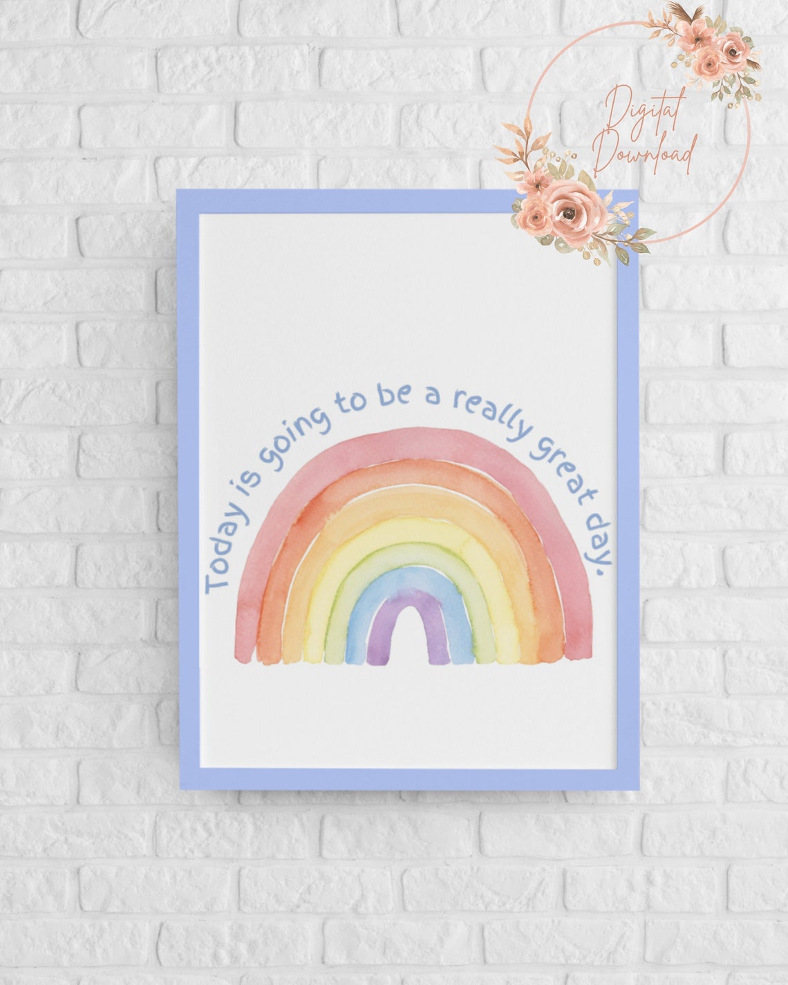 Set of 2 Rainbow Kids Affirmation Wall Art, Kids Room Decor, Positive ...