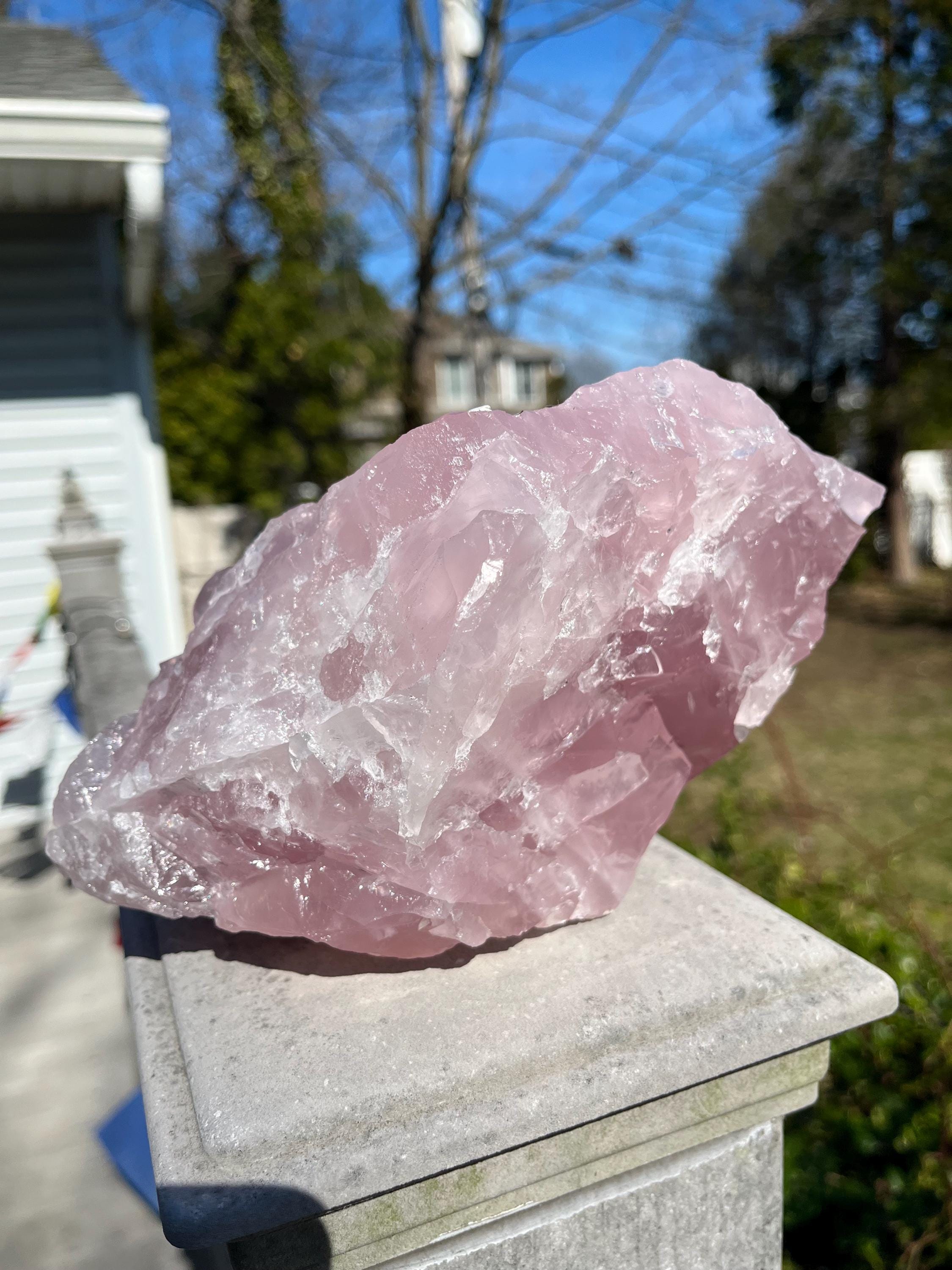 2.44kg~ XX Large Vivid Pink Rose Quartz Boulder, Quartz Crystal, Raw ...