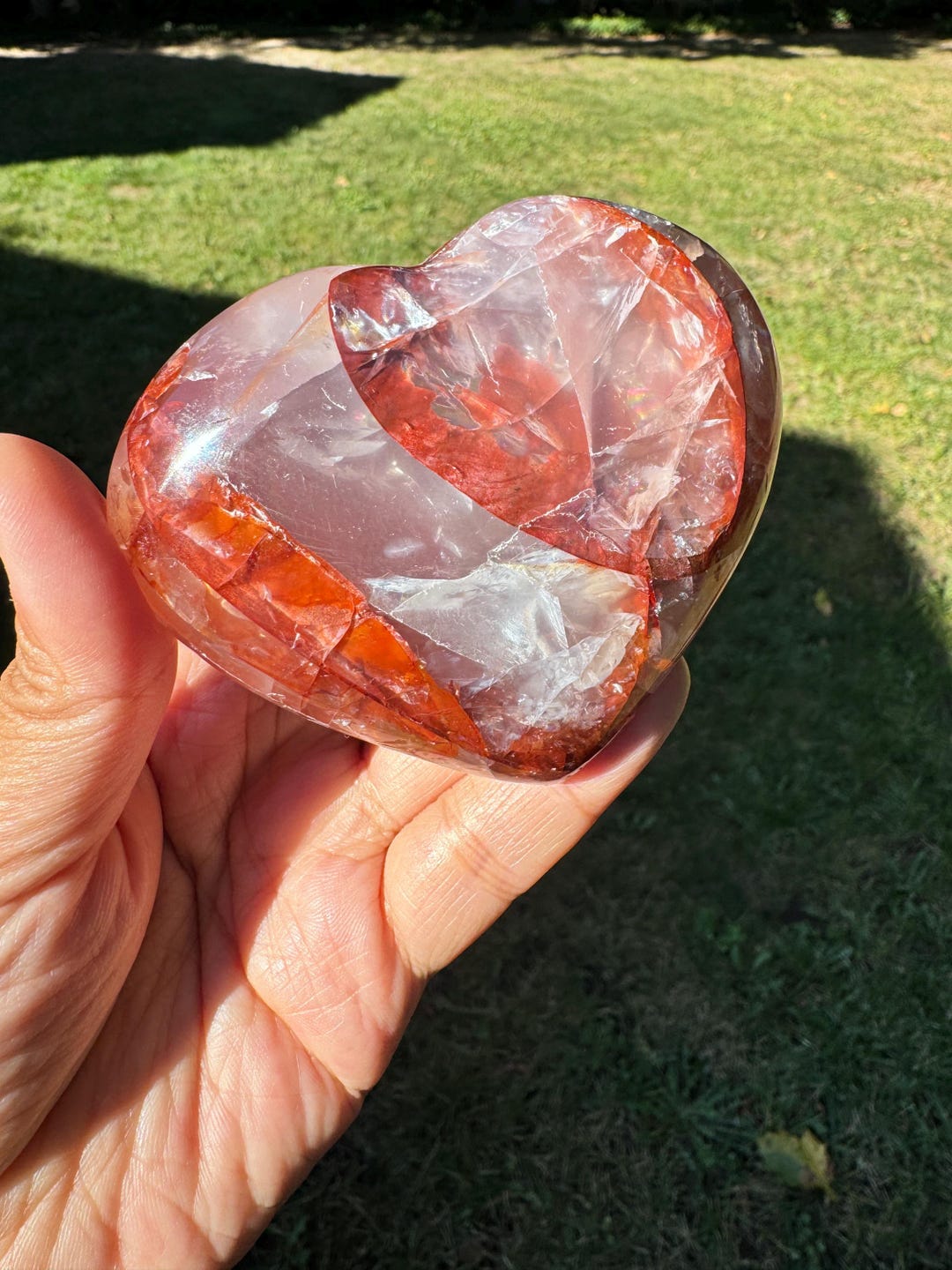 Fire Hematoid Heart, Fire Quartz Heart, Healing Quartz 254g - Etsy