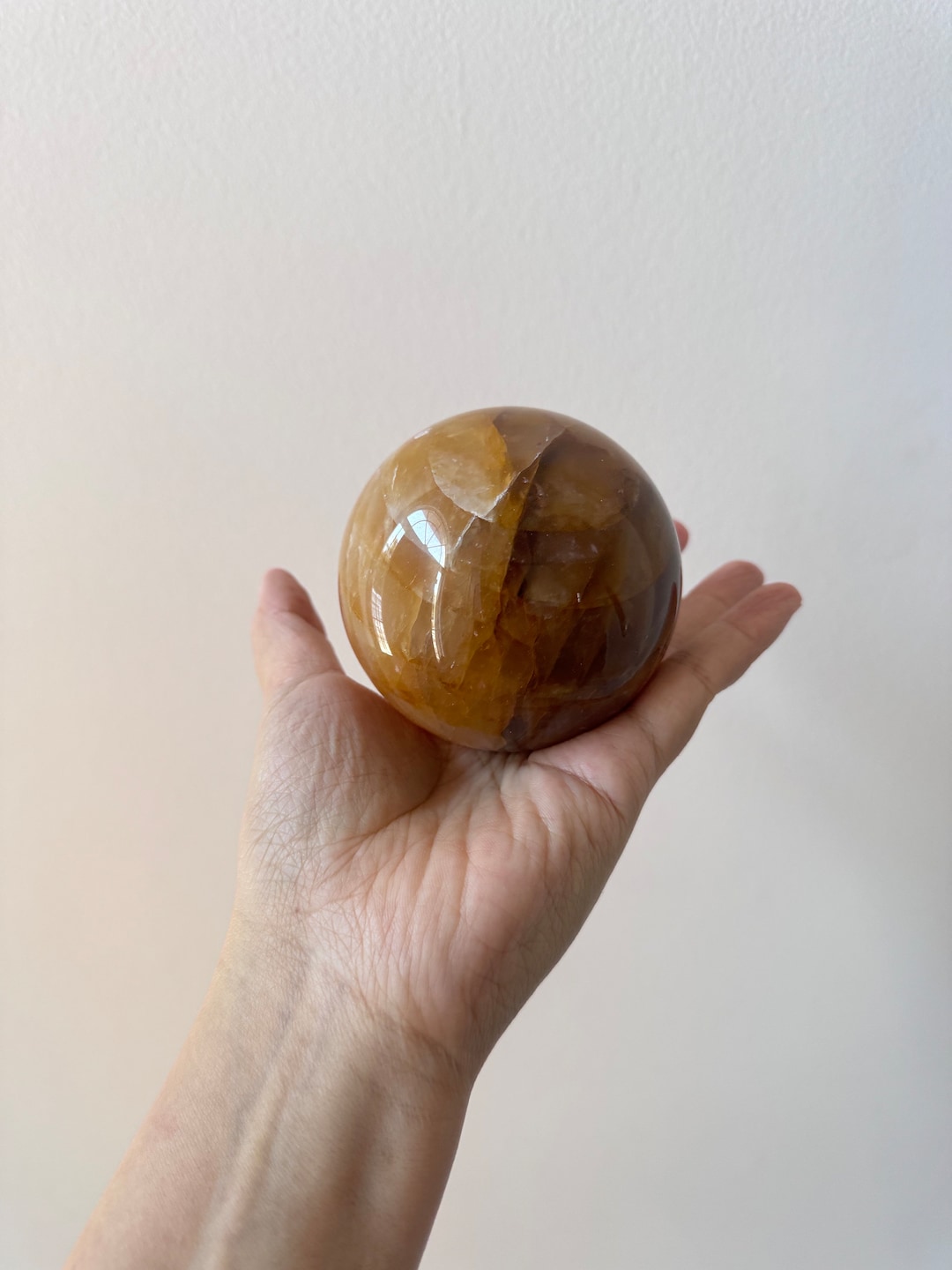 Yellow Hematoid Sphere, Quartz Sphere, Healing Quartz~ Diameter 7.67cm ...