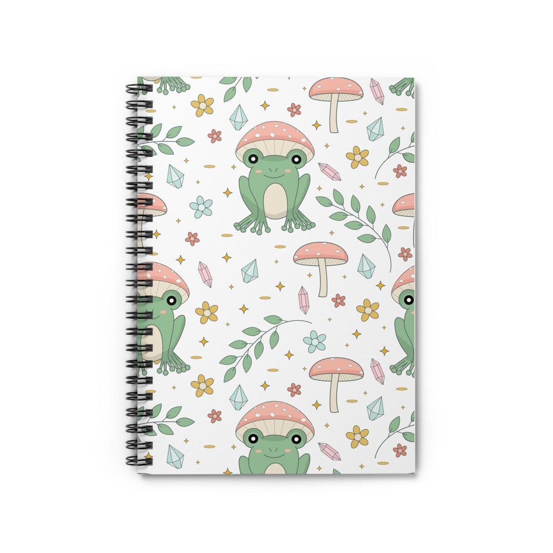 Frog and Mushroom Spiral Notebook Ruled Line, Frog Lover, Frog Gift ...