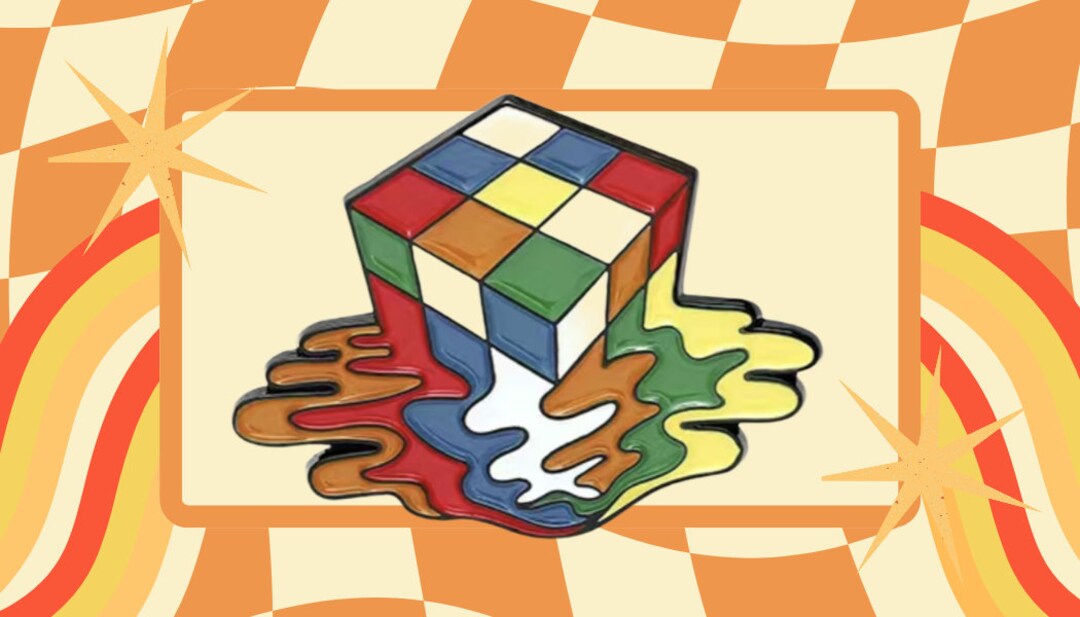 Melting Rubiks Cube Retro Game Enamel Pin 70's, Puzzle Nerdy - Etsy