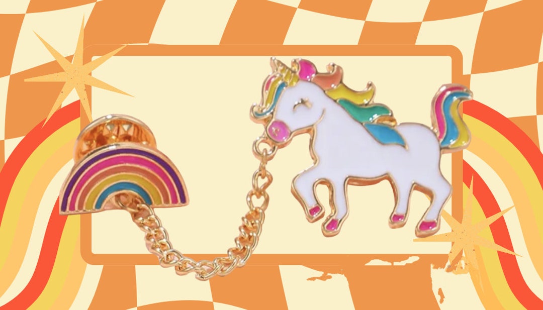 Magical Neon Rainbow Unicorn Chain Enamel Pin, Magic & Fun - Etsy