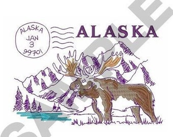 Alaska State Map Machine Embroidery Design Alaska Outline - Etsy