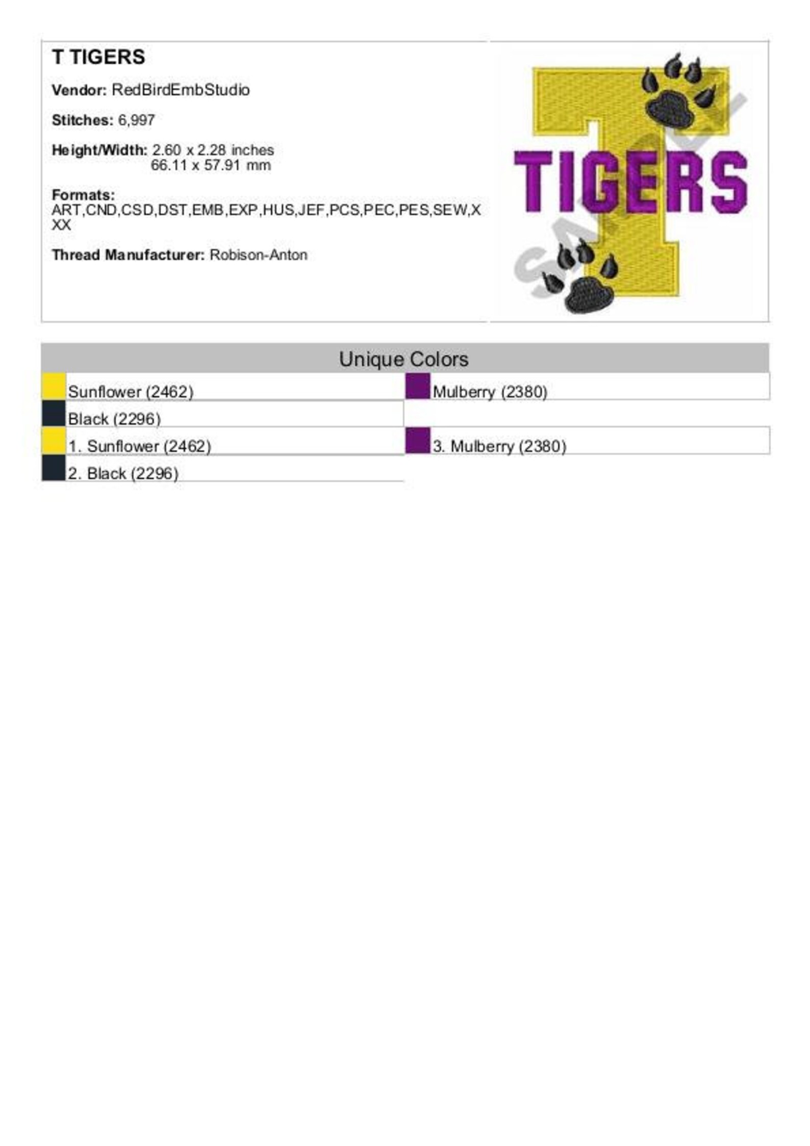 T Tigers - Machine Embroidery Design - Etsy