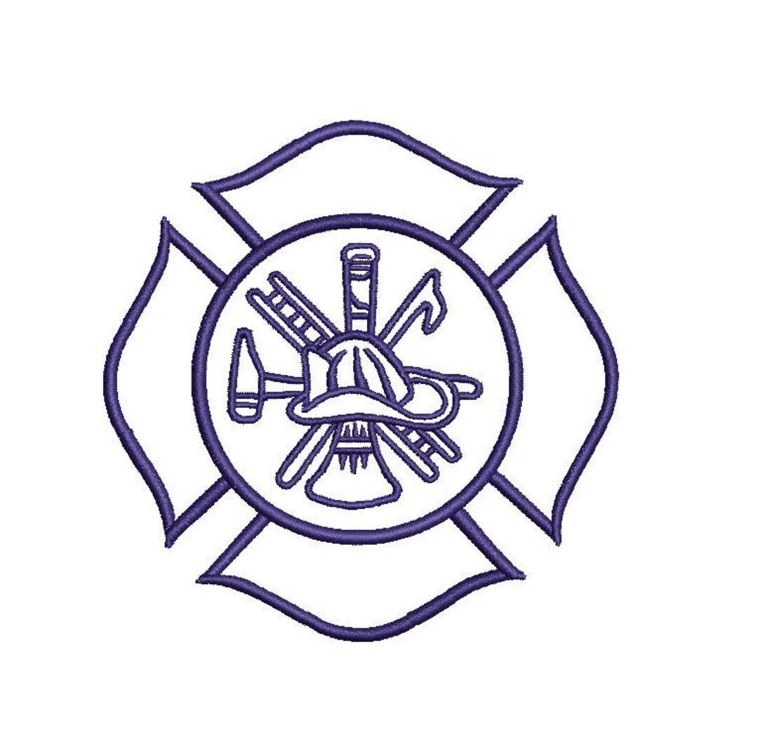 Firefighting Emblem (outline) - Machine Embroidery Design - Etsy
