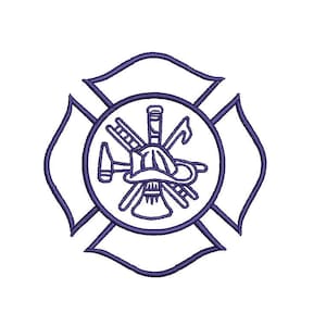 Firefighting Emblem (outline) - Machine Embroidery Design - Etsy