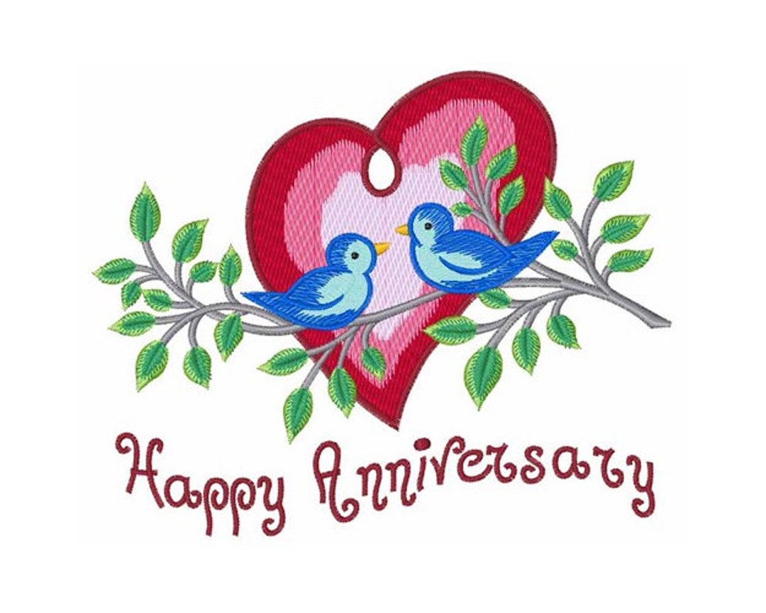 Happy Anniversary - Machine Embroidery Design - Etsy