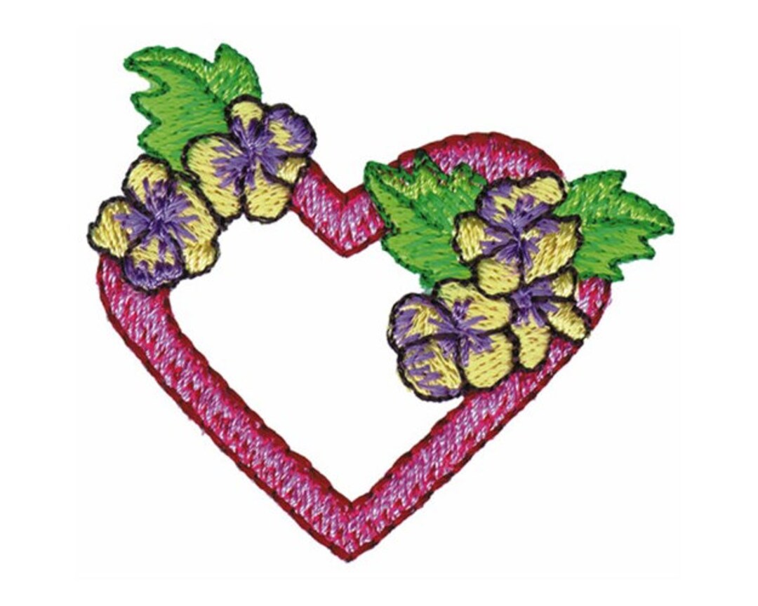 Floral Heart Machine Embroidery Design - Etsy
