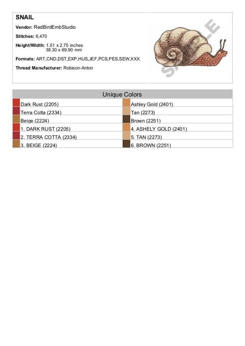 Snail Machine Embroidery Design - Etsy