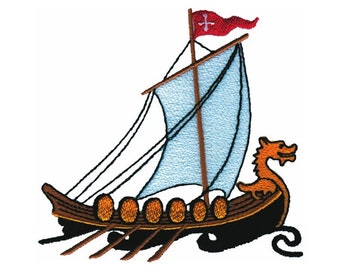 Viking Ship Machine Embroidery Design, Scandinavian Warship Embroidery ...