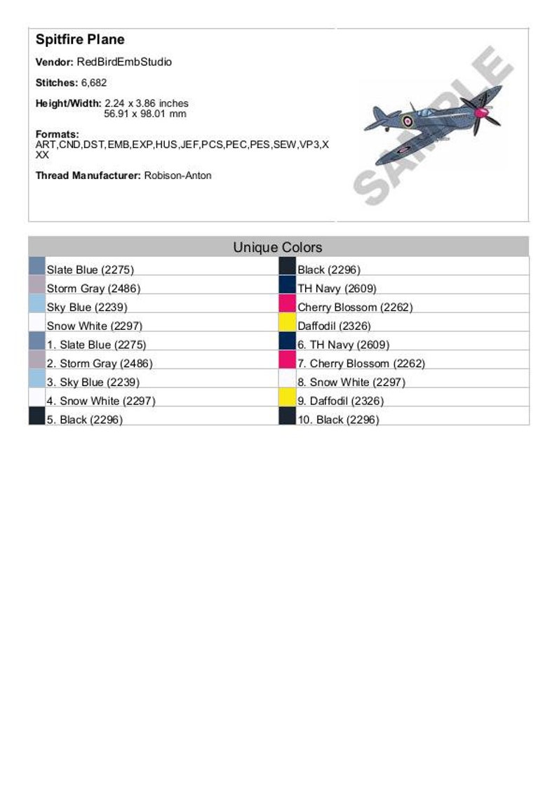 Spitfire Plane Machine Embroidery Design - Etsy
